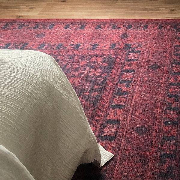Turkish Red Rug, Living Room and Bedroom Rug, Multi Size, Simple Design ...