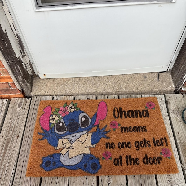 Ohana Means Family Stitch Doormat, Disney Inspired Coco Door Mat ...