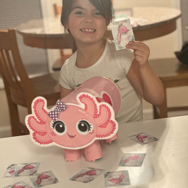 Axolotl Valentine Box Kit | Printable DIY Mailbox for Valentine's Day ...