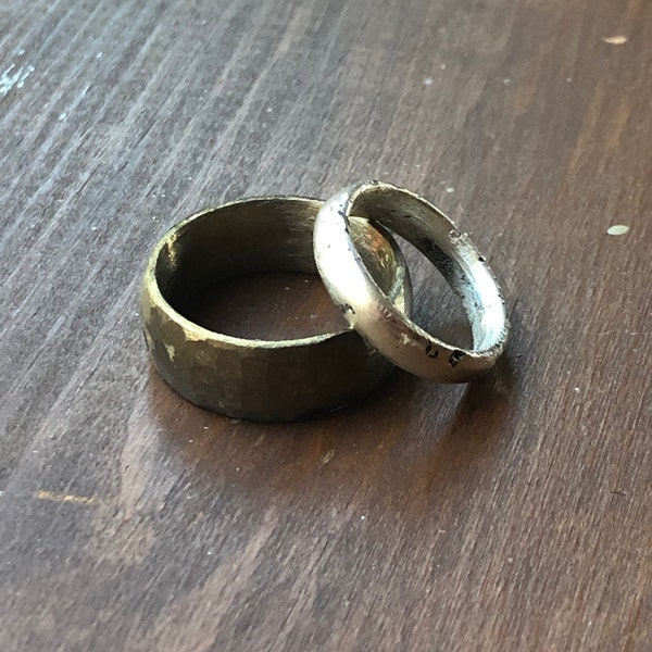 Oxidized Titanium Wedding Ring | Hand Forged | Hammered Ring | Rustic ...