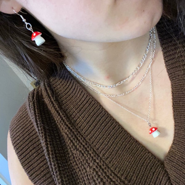Red Mushroom Necklace - Etsy