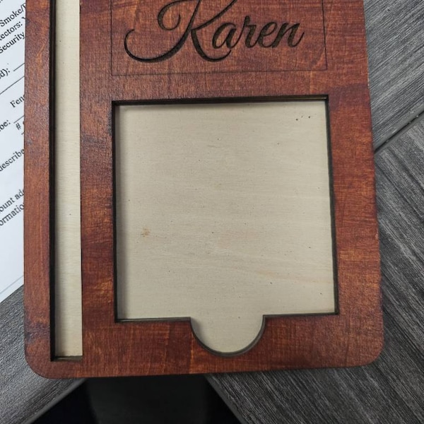 Personalized Wood Sticky Note & Pen Holder – Custom Engraved Desk ...