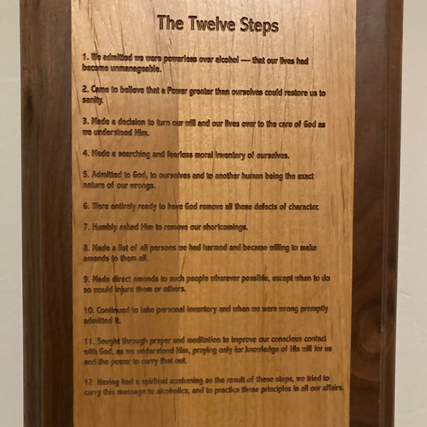 The 12 Steps of Alcoholics Anonymous Plaque, AA Twelve Steps of AA Wall ...