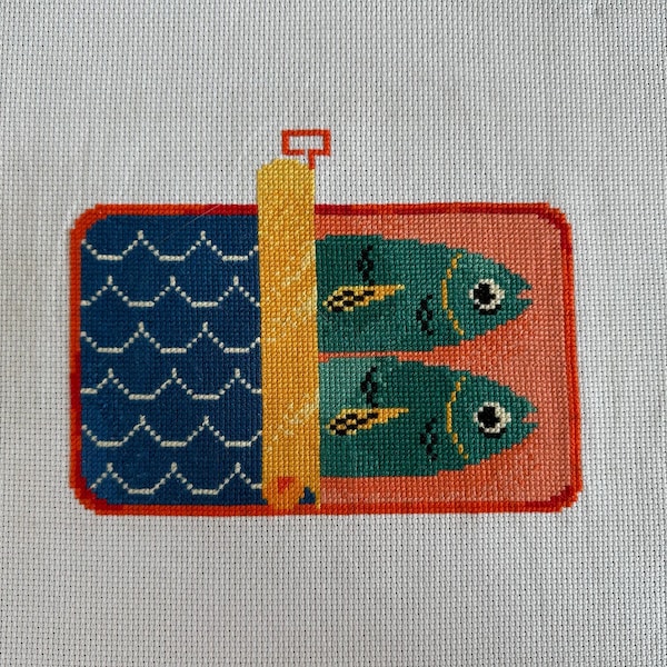 Sardines Can Cross Stitch Pattern, Sardine Food Art, Fish Can Cross ...