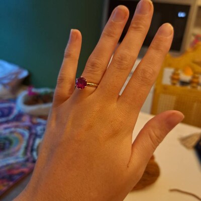 Ruby Ring, Unique Engagement Ring, Solitaire Ring, Round Ruby Ring ...