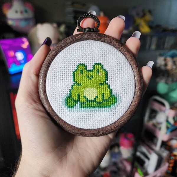 Vampire Frog Digital Cross Stitch Pattern Halloween Spooky Gothic Dark Bats Toad Dracula Witchy ...