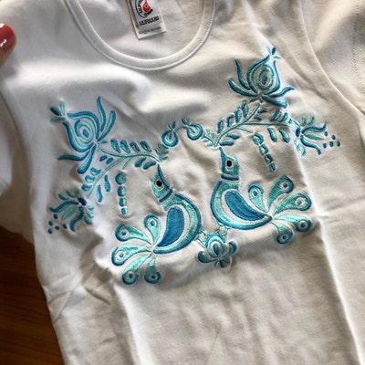 Embroidered Hungarian Folk Art Matyó Short Sleeve T-shirt From Hungary ...