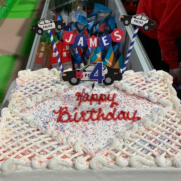 First Responder Cake Bunting Topper and Mini Age Fire Truck Cake Topper ...