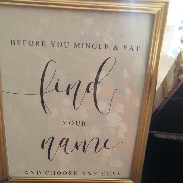 Find Your Name and Choose Any Seat.printable Find Your Name Sign ...