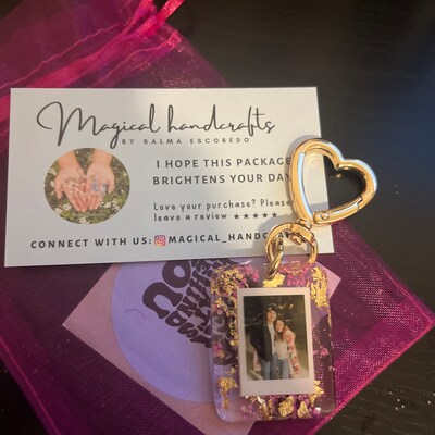 Heart Keychain Personalized Photo Keychain Resin Photo - Etsy