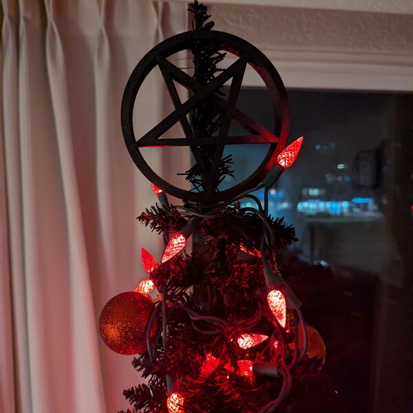 Pentagram Tree Topper Pentacle Reversible • Gothic Holiday Home Decor ...