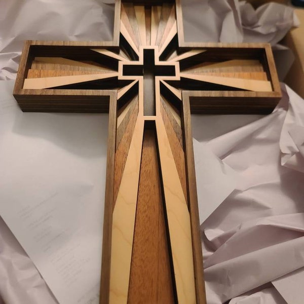Layered Wooden Cross Walnut Top Layer. - Etsy