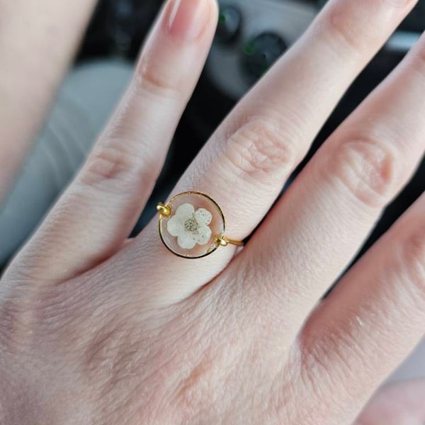Real Flower Ring/resin Ring/pressed Flower Resin Ring/plant Ring ...
