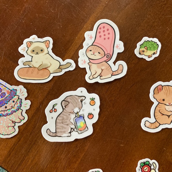 Feline Friends Sticker Set of 4 / Cat Meme Stickers / Kitten Stickers ...