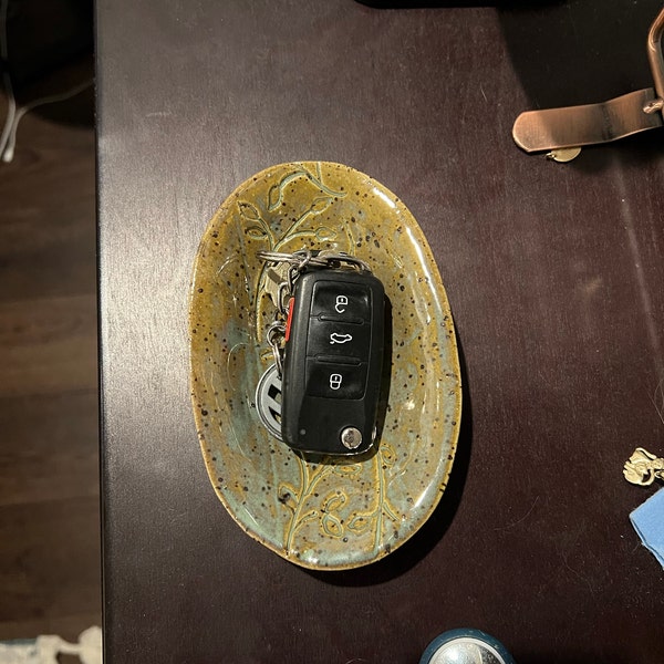 Handmade Blue Ceramic Dish | Key Dish | Key Holder | Ring Dish ...