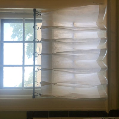 Pleated Lynn Block Print Cafe Curtain , Tier Curtains, Kitchen Curtains ...