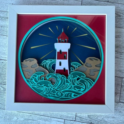 Lighthouse Shadowbox Ocean Decor Light House Wall Art Craft Waves ...