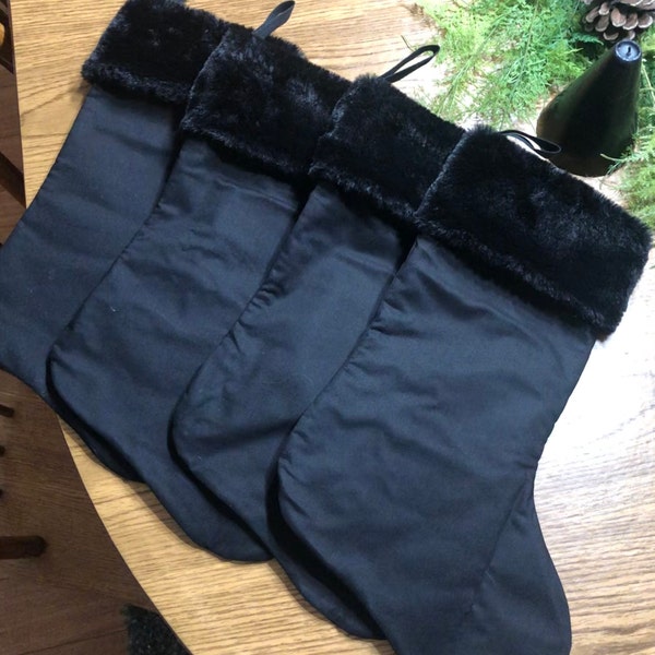 Handmade Plain All Black Christmas Stocking With Black Faux Fur - Etsy