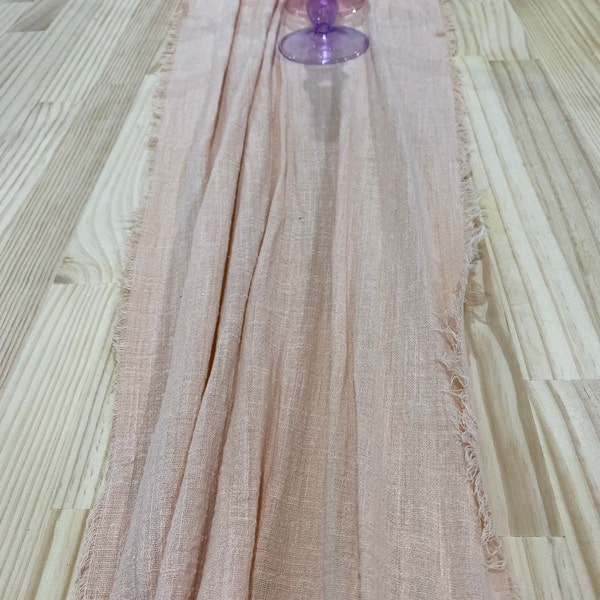 Handmade Peach Cotton Table Runner for Rustic Boho Weddings- Table ...