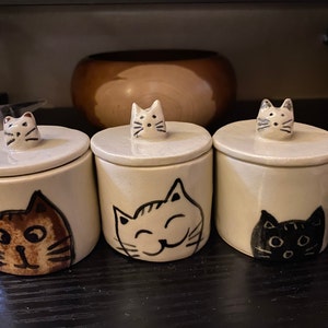 Cat Ceramic Cups With Lids, A Set of White Cat, Brown Cat and Black Cat ...
