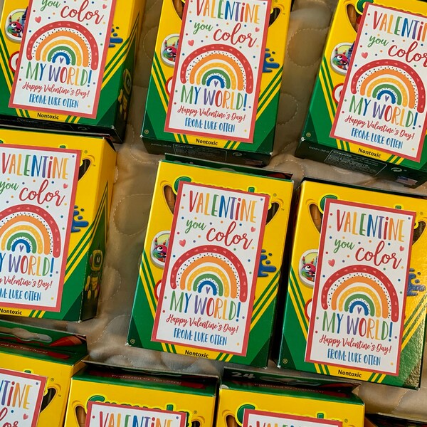 Editable Rainbow Valentine's Day Gift Tag Valentine You Color My World ...