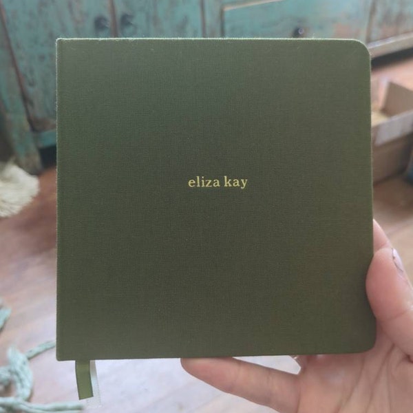 Custom Text Foil Embossed Square Linen Notebook. Personalized Linen ...