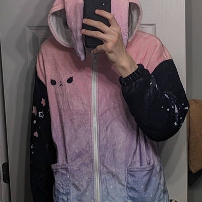 Fluffy Pastel Goth Bunny Ear Hoodie Yami Kawaii Rabbit Hoody Creepy ...