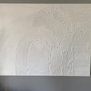 Large White Textured Canvas Painted Painting 3D Abstract Modern Art ...