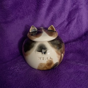 Calico Cat Urn, Spots Cat Urn, Ceramic Urn for Ashes, Pottery Urn for ...