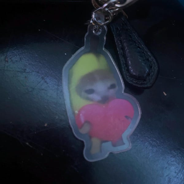 Acrylic Cat Meme Keychains, Keychain, Banana, Apple, Kiwi, Meme, Cat ...