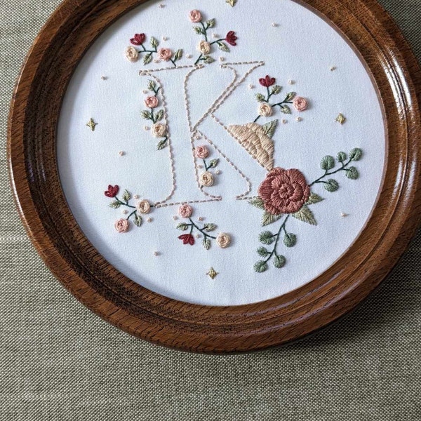 Personalized Boho Monogram Floral Embroidery Kit: Custom Decor, 7" Hoop ...