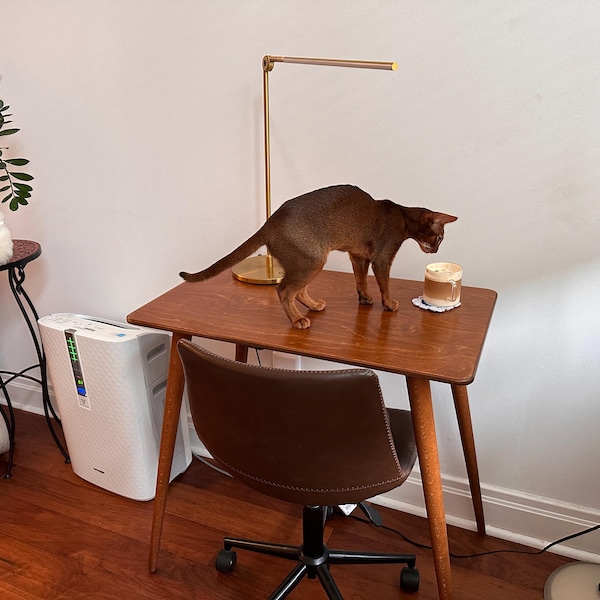 Walnut Wood Rectangle Computer Desk Table, Narrow Spacesaver Modern ...