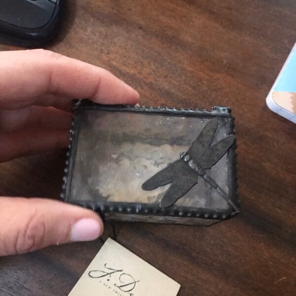 Dragonfly Trinket Box Glass Keepsake Box Gift for Gardener Nature ...