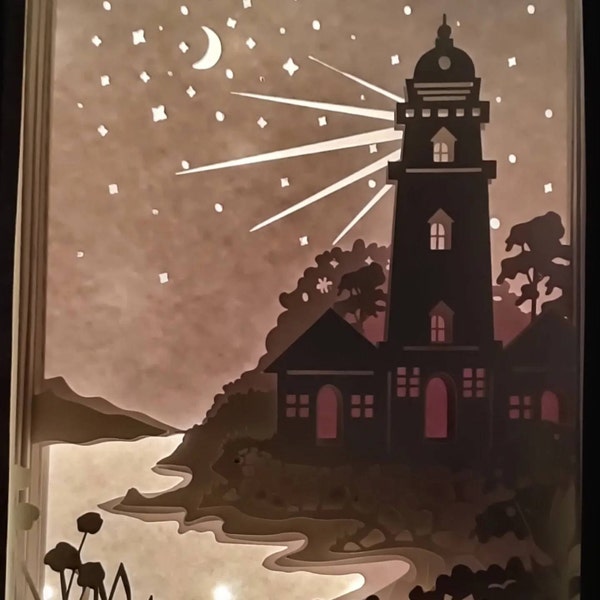 Lighthouse Shadow Box - Lighthouselightbox SVG for Cricut Projects, Paper Cut Shadow Box ...