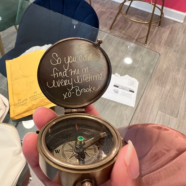 Your Actual Handwriting Compass, Wedding Gift for Groom, Father of the ...
