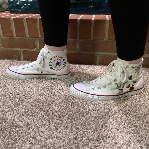 Embroidered Converse/converse Hi Tops /custom Embroidered Flower Pots ...