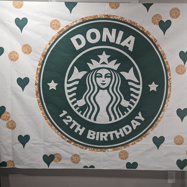 Custom Baby Shower Backdrop Starbucks Backdrop Happy Birthday Party ...