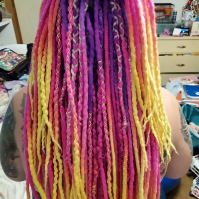 Flourescent Wool Dreads neon Queen Ombre Neon Festival Hair Extension ...