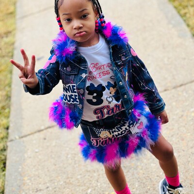 Girls Outfit Birthday Outfit Custom Denim Set Any Party - Etsy