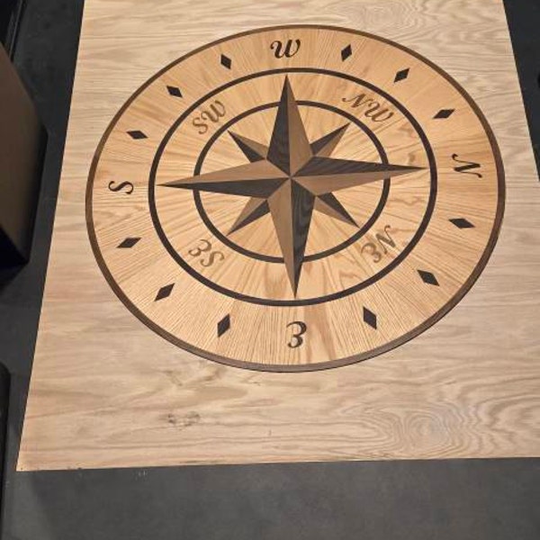 Wood Floor Medallion "moana" - Compass Rose Inlay - Wood Floor Inlay ...