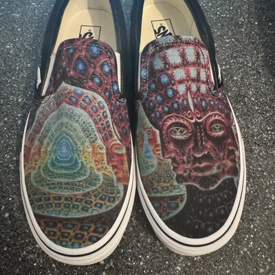 Custom Psychedelic Art Slip on Vans - Etsy