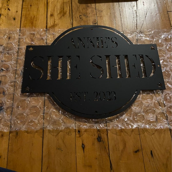 Custom Metal She Shed Sign, Custom Metal Sign, Metal Name Sign, She ...