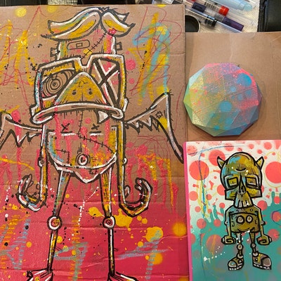 Graffiti Slap Stickers on Priority Mail Label. Block Print. - Etsy