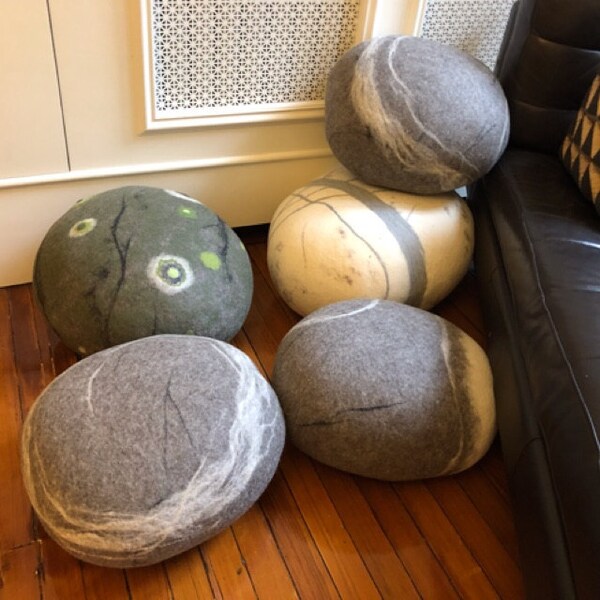 Natural Felted Wool. Soft Stone-poufs. Set #11. Like Real Stones. KATSU ...