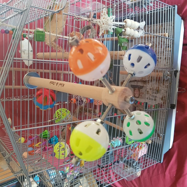 Perch Toy With Rotating Balls for Budgies, Budgerigars, Parakeets ...