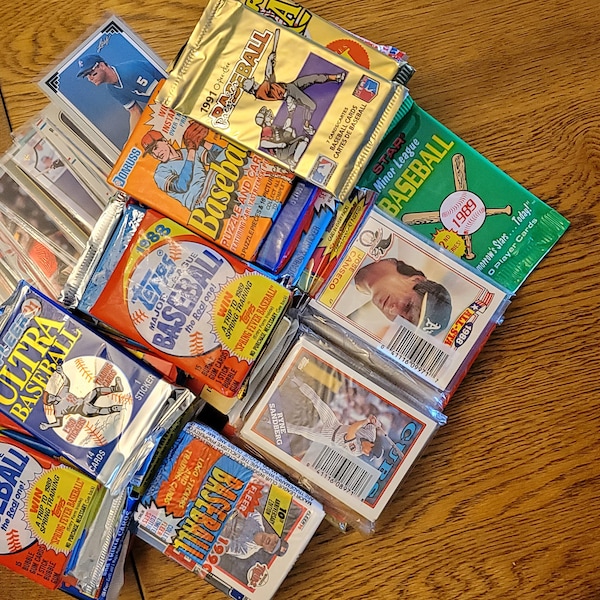 Unopened Baseball Cards - 1000 Total Cards in Packs Plus Rookie & Star ...