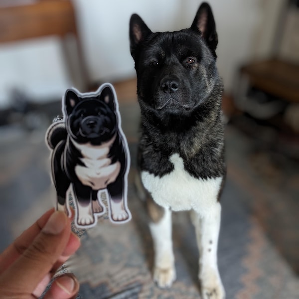 Black Akita Dog Sticker | Cute Akita Vinyl Decal | Durable, Waterproof ...