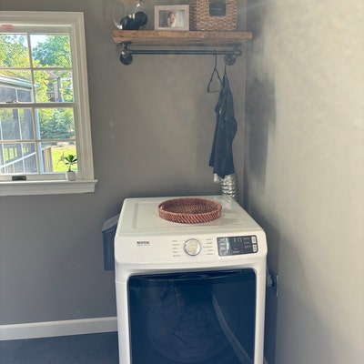 Rustic Laundry Room Drying Rack, Clothes Drying Bar, Towel Bar Storage ...