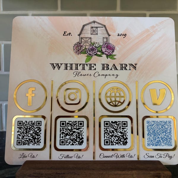 QR Code Business Social Media Sign.size and Shape Options- Compatible ...