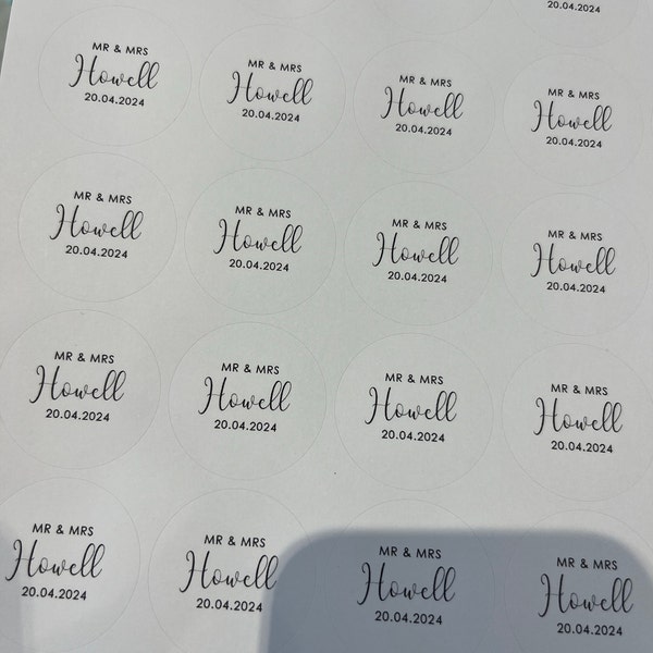 Mr and Mrs Personalised Wedding Stickers // Mr and Mr Stickers, Mrs and ...